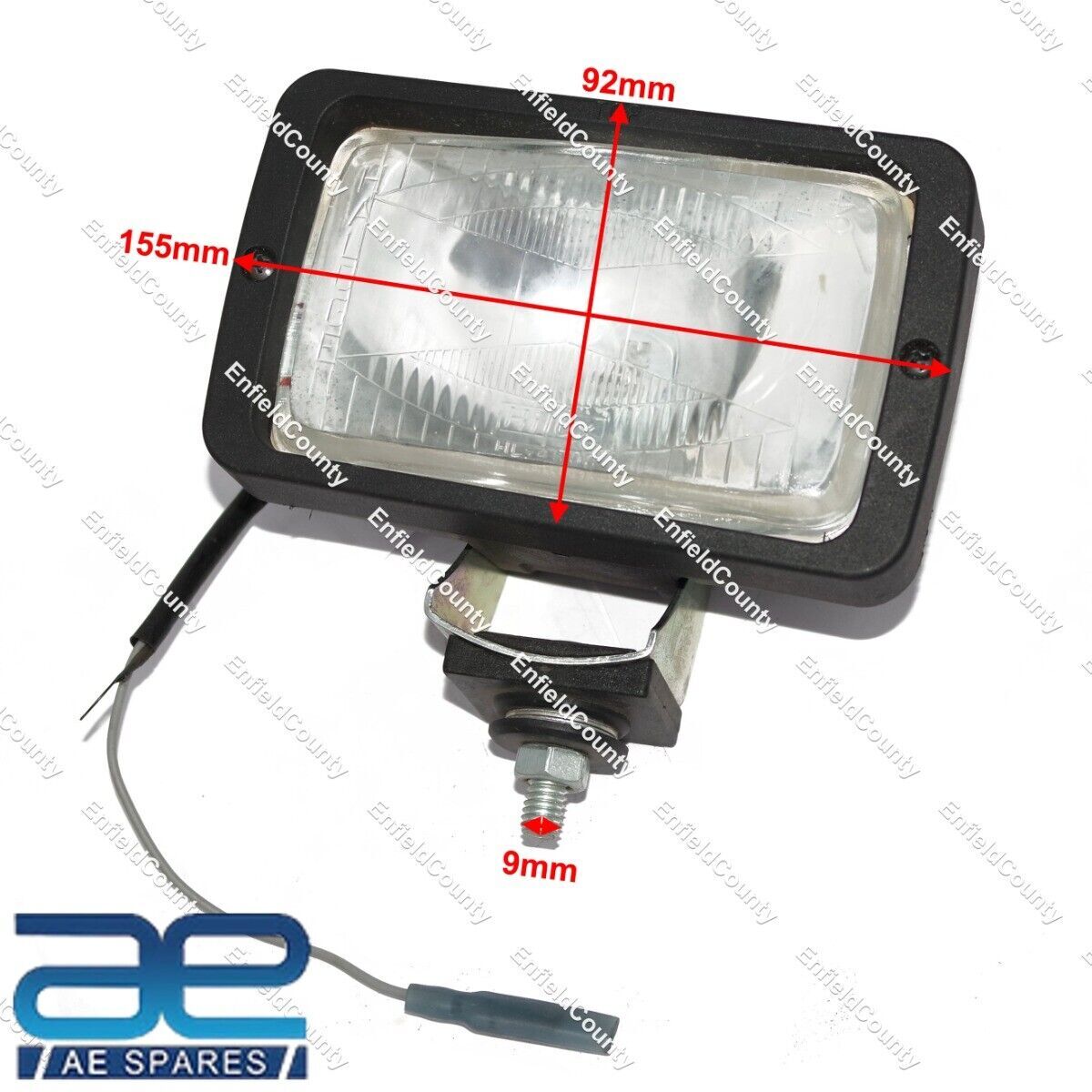 Rectangular 12v Halogen Work Light +Bulbs Truck Fits For Ford JCB John ...