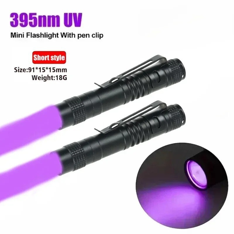 UV Pen Light 395nm Black Light Portable Ultra Violet Pocket Flashlight ...