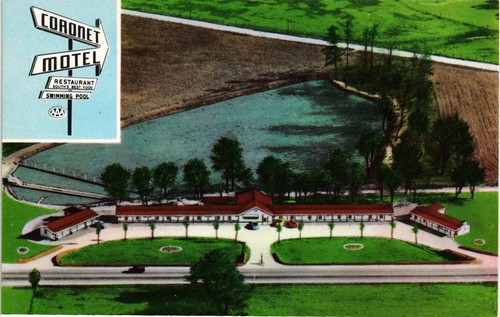 Dr Jim Stamps Postcard Coronet Motel Columbua South Carolina Birds Eye ...