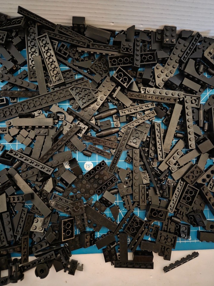 Vintage Lego Black Misc Pieces Lot - Plates Blocks 1x1 1x4 2x4 2x2 ...