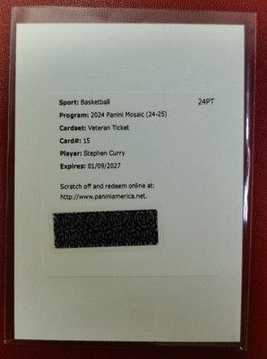 2024-25 Panini Mosaic Stephen Curry Auto Veteran Ticket | eBay