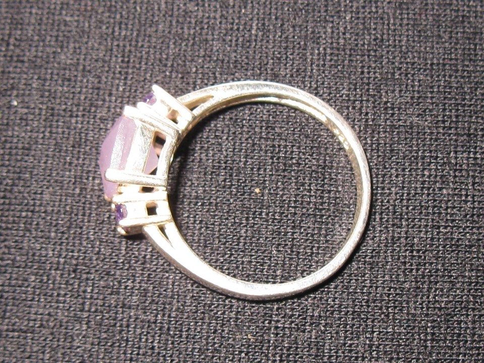 Vintage Avon 925 Sterling Silver Rose Chalcedony Quartz / Amethyst Ring ...