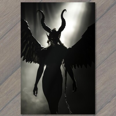 POSTCARD Demon Beautiful Sexy Woman Horns Wings Post Devil Strange ...