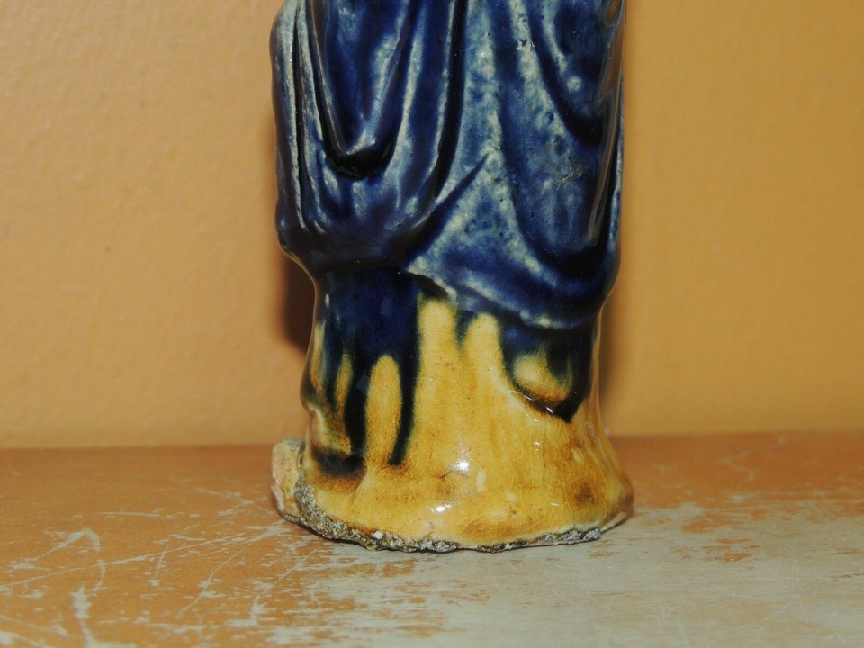 Chinese Mud Man Men 5.25" Blue & Yellow overglaze fish Mudman Antique ...