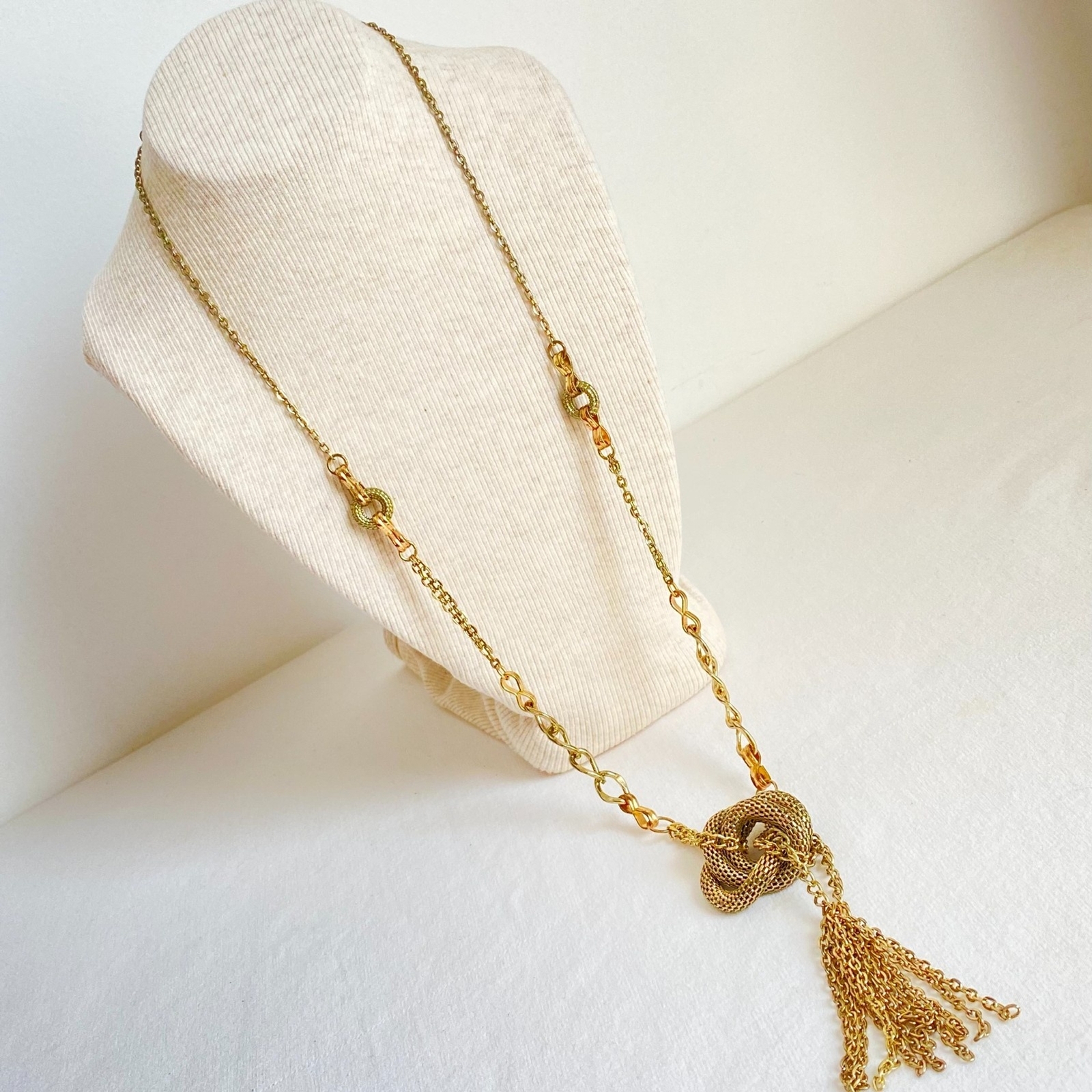 Avenue Gold Tone Opera Chain Necklace With Snake Knot Pendant And ...