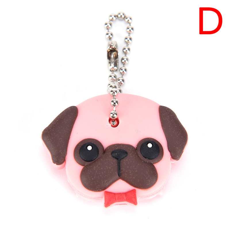 Silicone Puppy Pug Cat Rabbit Key Cover Cap Keychain Key Ring PVC Key ...