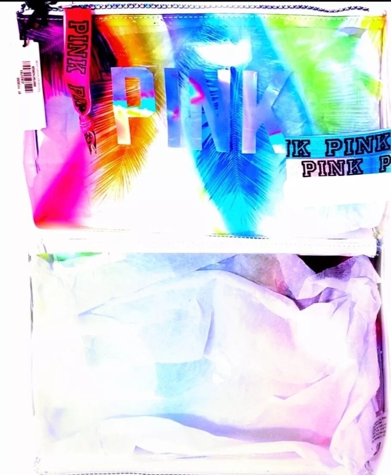 Victoria's Secret PINK Palm Tree Rainbow Beauty Bag Cosmetic Case ...