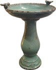 Alpine Outdoor Birdbath 25 in. Weather Resistant Ceramic Turquoise ...