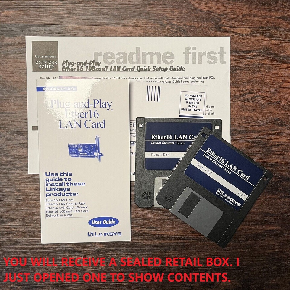 10BaseT ISA Network Card Linksys XTIDE Compatible 28-Pin EEPROM Socket ...