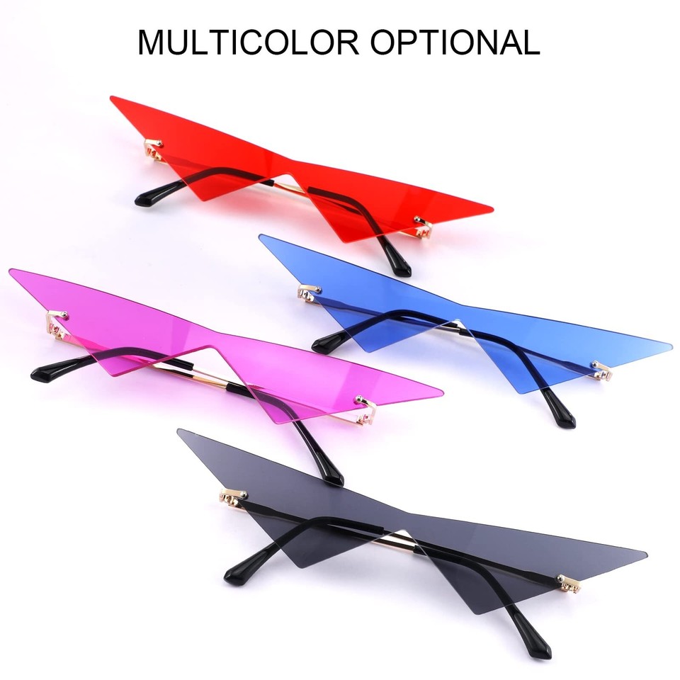 4 Pairs Triangle Sunglasses Frameless Space Eye Sunglasses Rimless ...