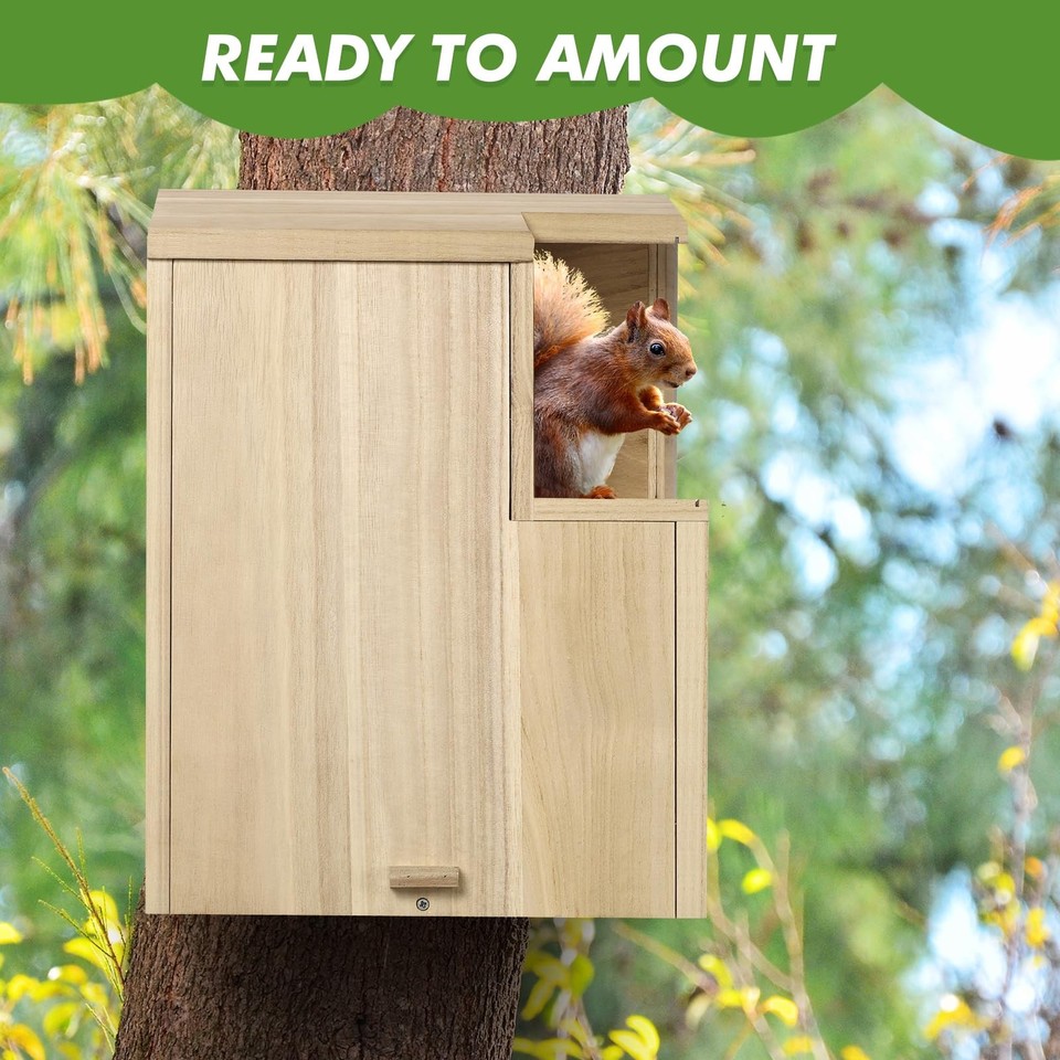 Sundia Large Squirrel Family House Pine Coated Nesting Wooden Box for ...