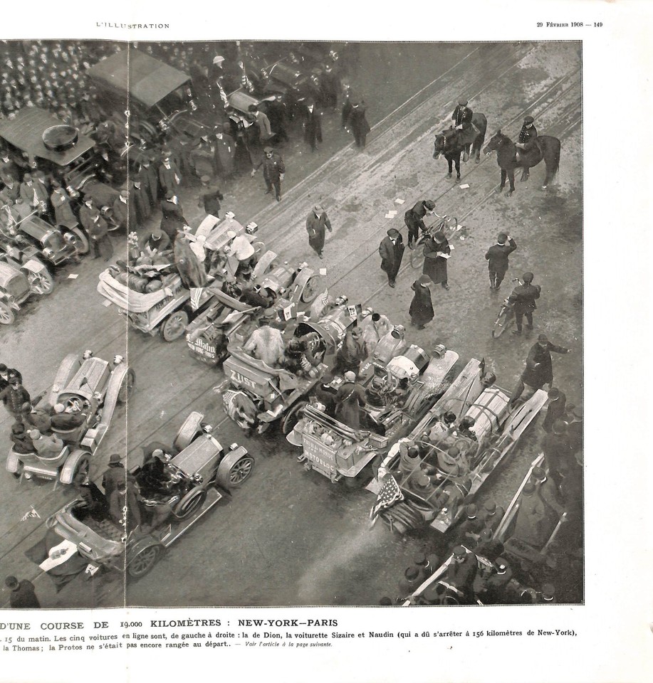 AUTOMOBILE DÉPART RAID NEW-YORK-PARIS BROADWAY STARTER COLGATE HOYT ...