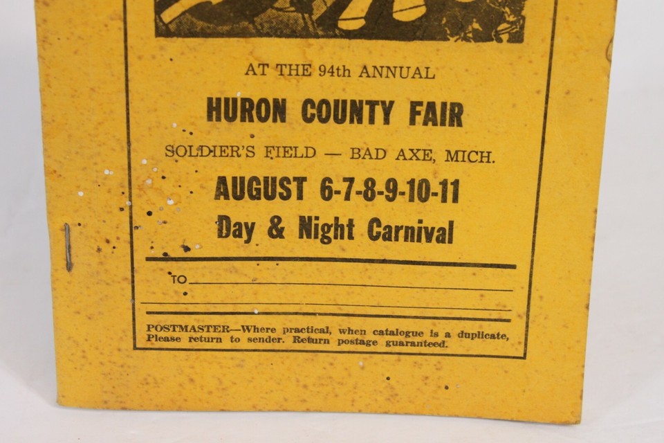 Vtg Huron County Fair Program Book Bad Axe MI 1962 Carnival 94th Ads ...
