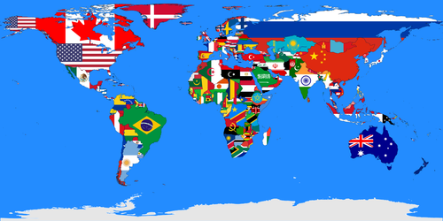 Earth Flag Map of the World Political Wall Map Mercator Flags Pick ...