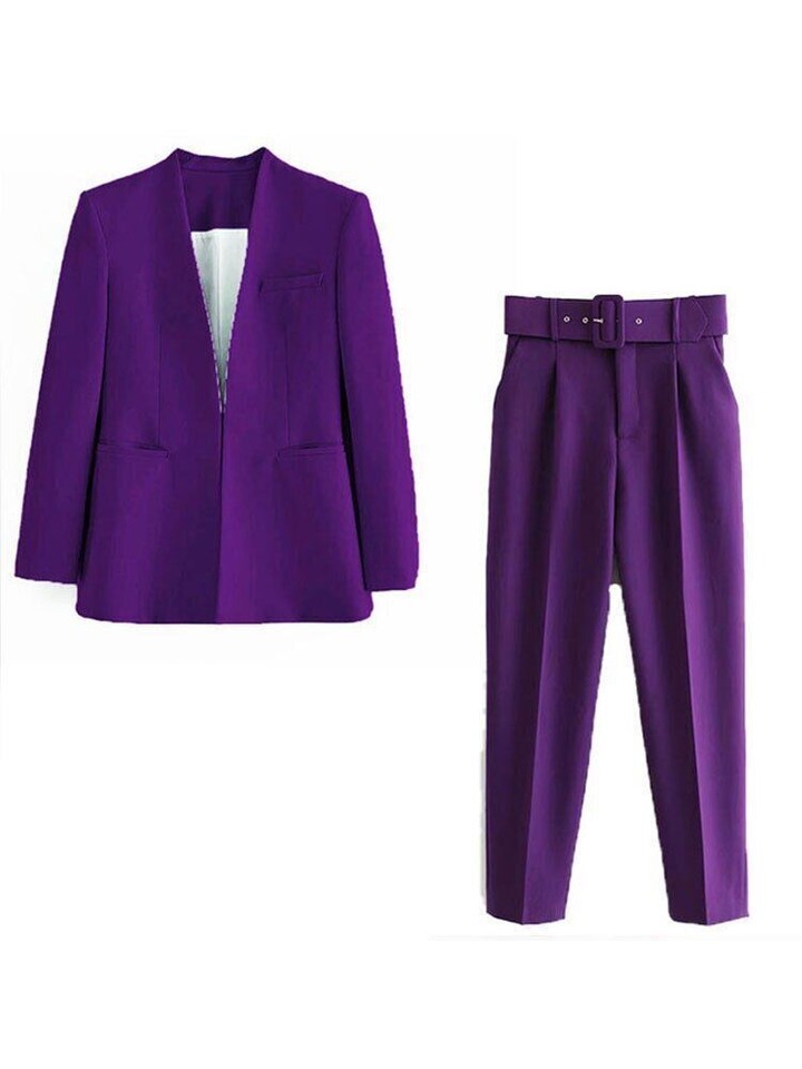 Set Woman 2 Pieces Blazer with Pant Suits Office Ladies Formal Overalls ...