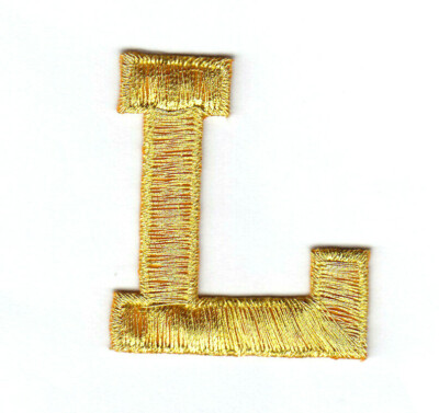 LETTERS-GOLD METALLIC 1 3/4" LETTER "L" - Iron On Embroidered Applique ...