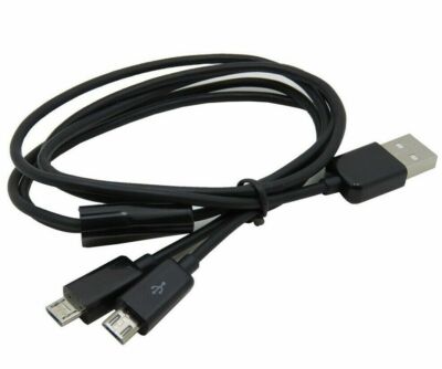 USB-A 2.0 Male to Dual 2 Micro 5 Pin Male Splitter Charging Data Cable ...