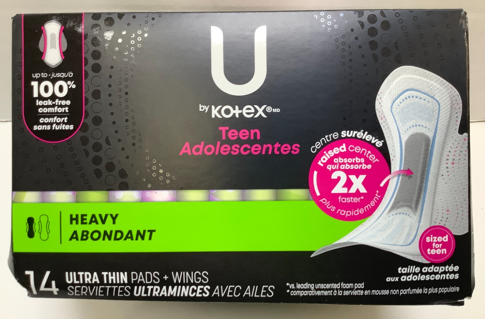 U by KOTEX Balance Teen Ultra Thin Pads With Wings, Heavy Absorbency, 56ct | eBay
