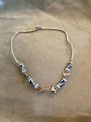 Tan Braided Cord Bird Tribal Beaded Necklace C25-50 | eBay
