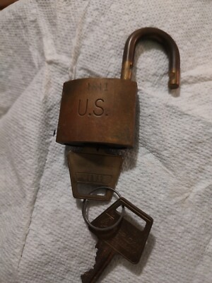 Vintage US Eagle Padlock Eagle Lock Co. With Key 63153 Military Brass ...