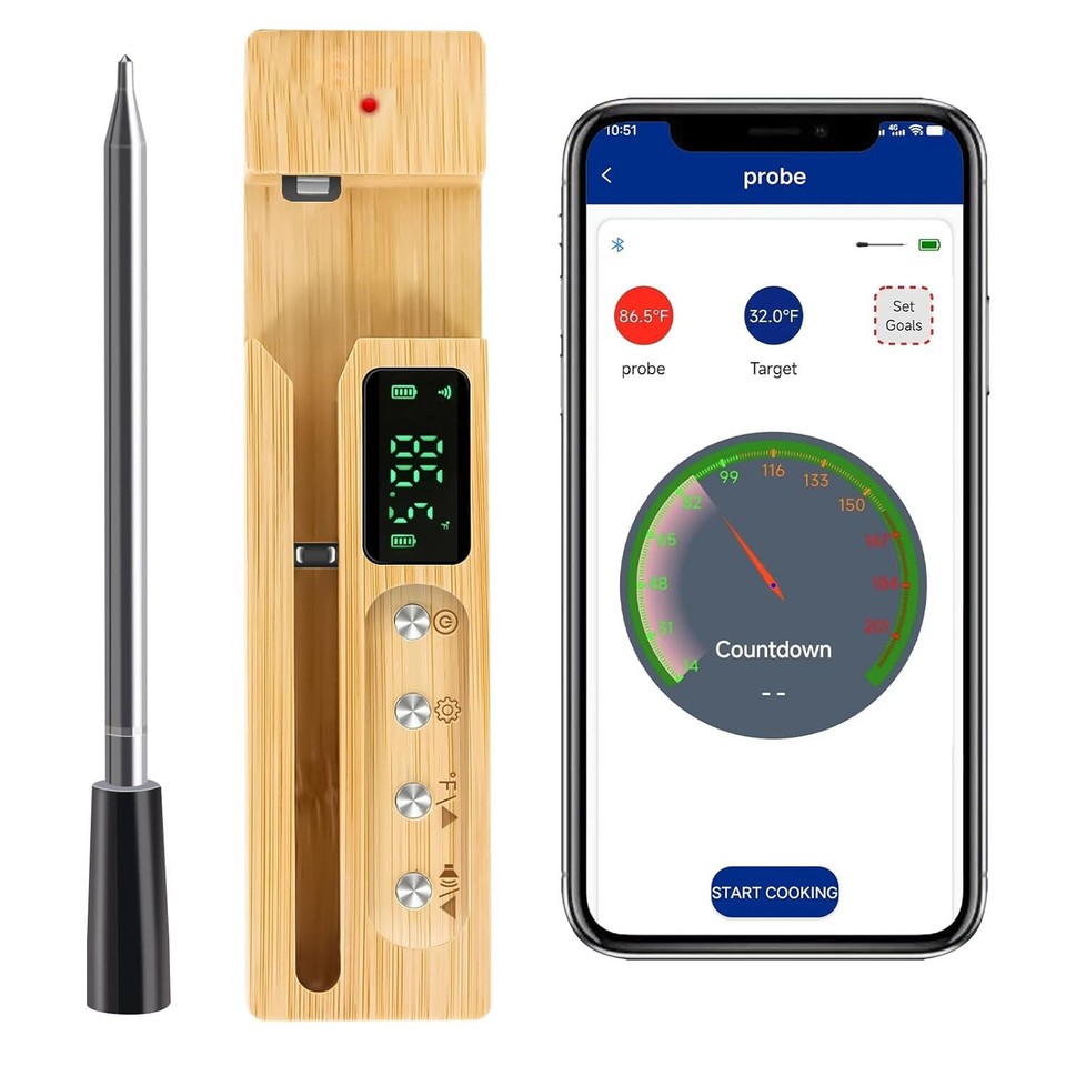 Bluetooth Wireless Meat Thermometer Digital Thermomter for Cooking BBQ ...