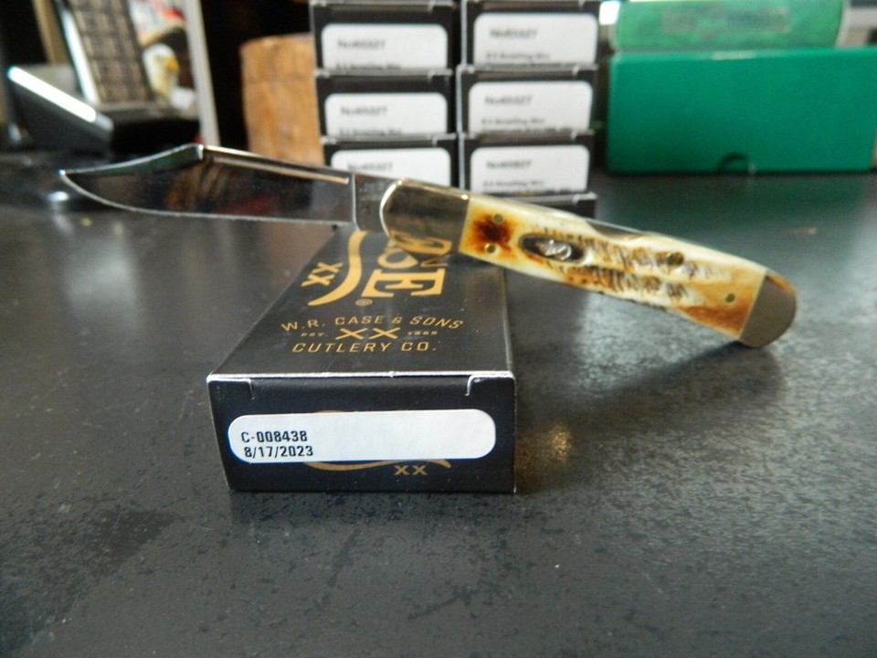 CASE XX MODEL# 65327 6.5 BONE STAG HANDLE MINI COPPERLOCK 3.63" CLOSED ...