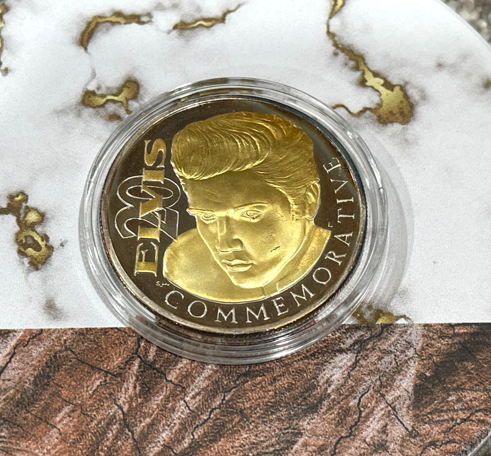 ELVIS PRESLEY 20th ANNIVERSARY "STILL ROCKIN" SILVER COIN with GOLD ...