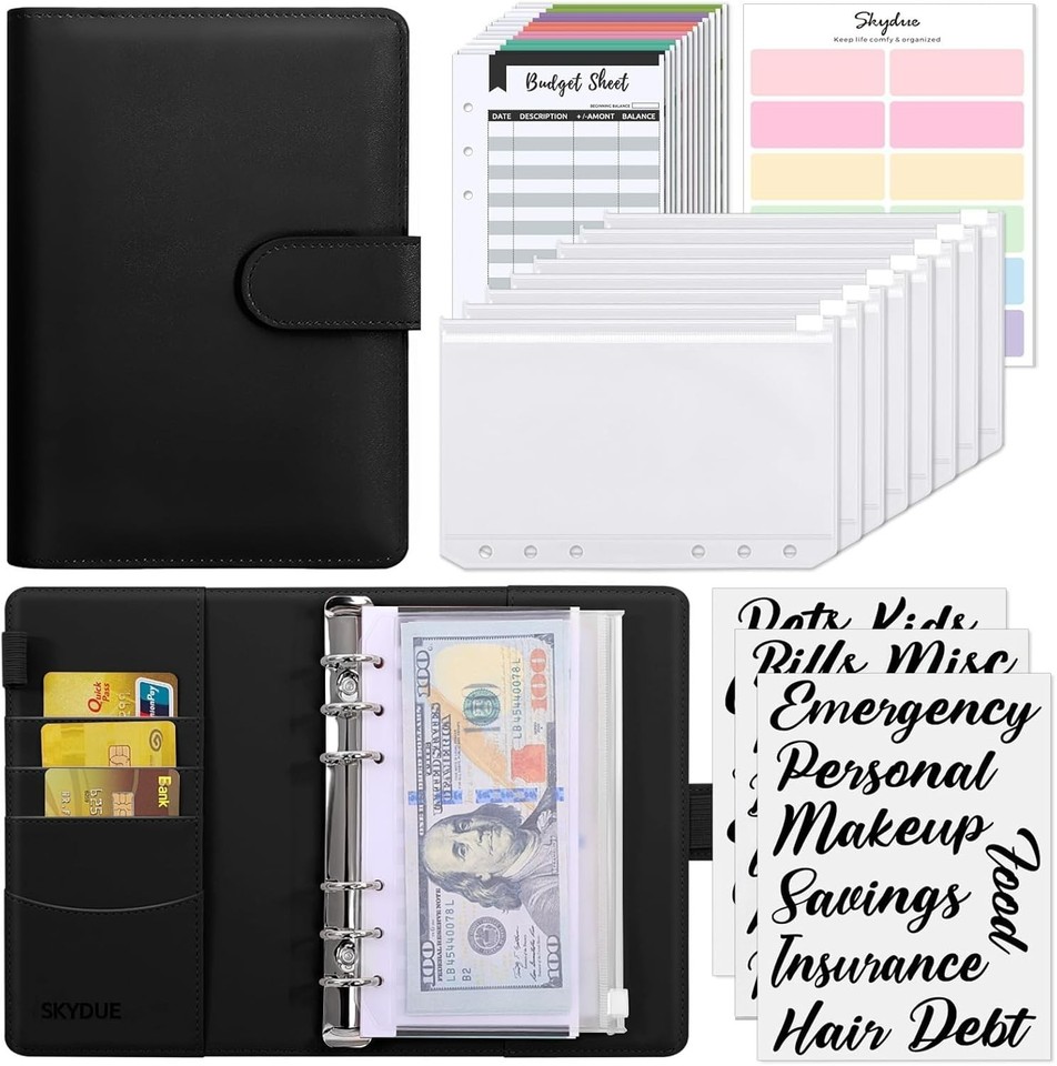 Budget Binder, Money Saving Binder with Zipper Envelopes, Cash ...