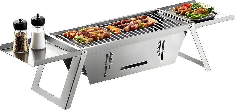 Small Barbecue Grill Outdoor Stainless Steel Grill Charcoal BBQ Grill ...