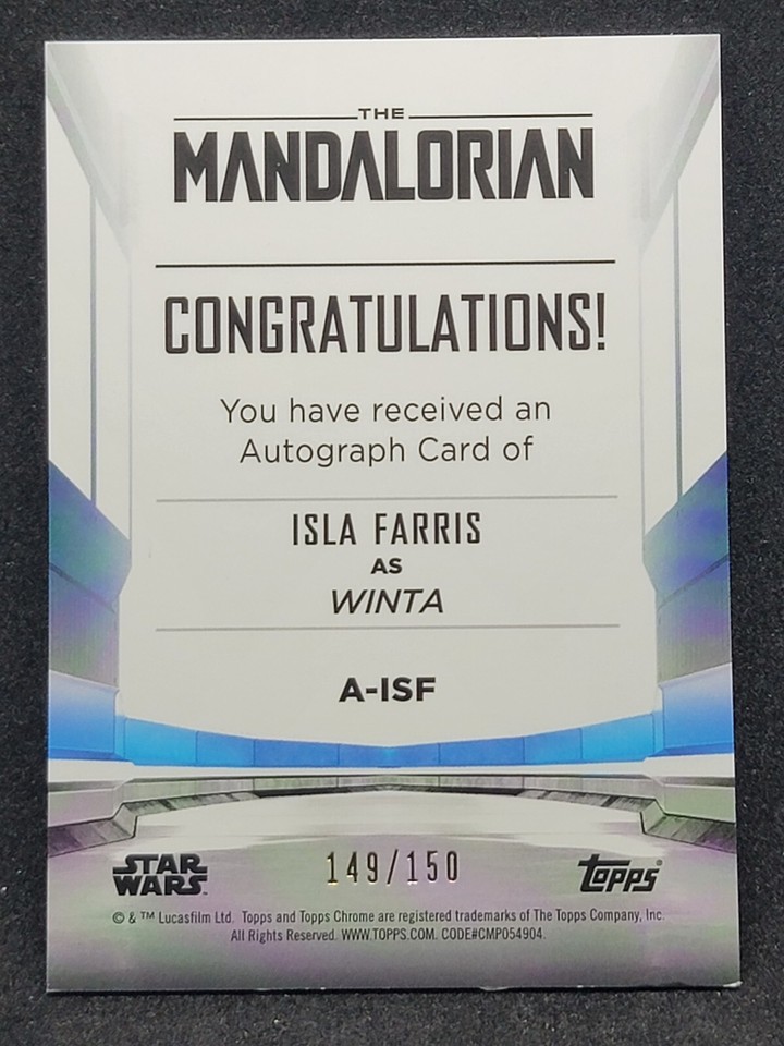2022 Chrome Star Wars Mandalorian #A-ISF ISLA FARRIS as WINTA Blue Auto ...