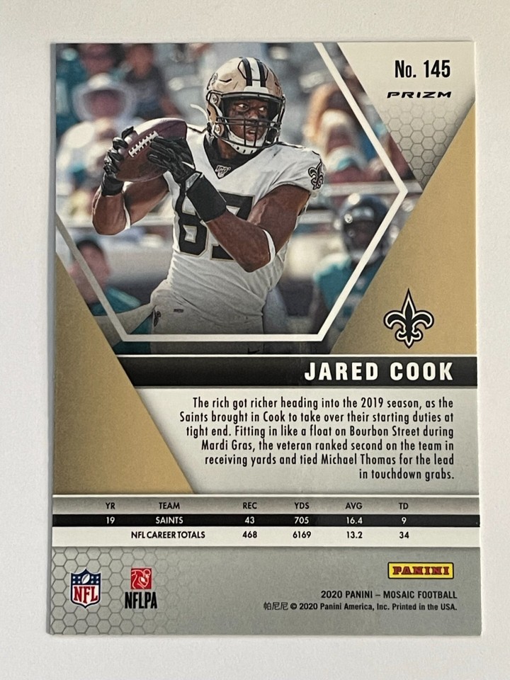2020 Panini Mosaic Saints Jared Cook Silver Prizm #145 | eBay