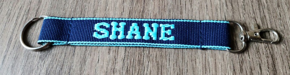 New Shane Personalized Keychain Dark Blue and Light Blue | eBay