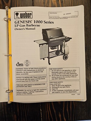 Weber Genesis 1000 Series LP Gas BBQ Grill Owner's Manual & Recipe ...