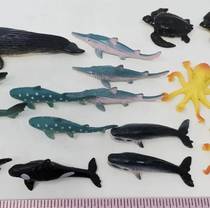 Lot of 2" Shark Swordfish Whale Ocean Figures Toy Plastic Play or ...