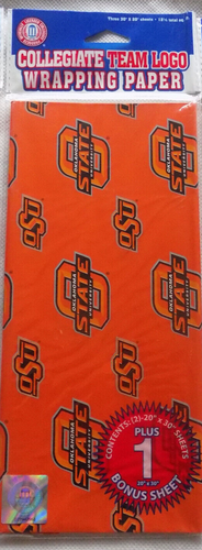 Oklahoma State Cowboys OSU Team Color Logo Wrapping Paper 3-30"X20 ...