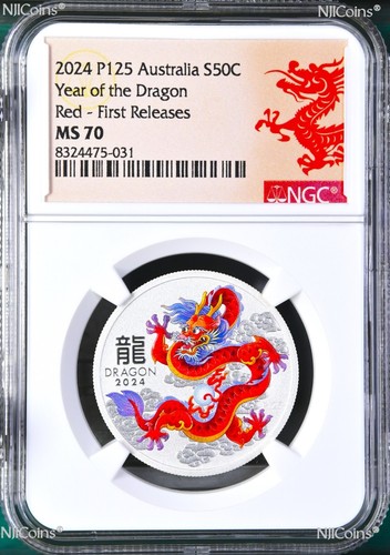 2024 Silver Lunar Year of the Dragon NGC MS70 1/2oz Coin Color RED | eBay