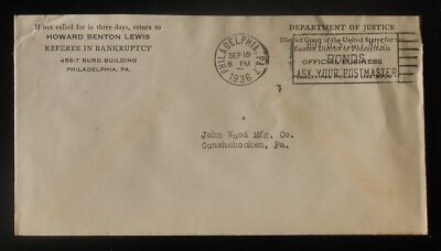 1936 POSTAL HISTORY Howard Benton Lewis Referee in Bankruptcy Burd ...
