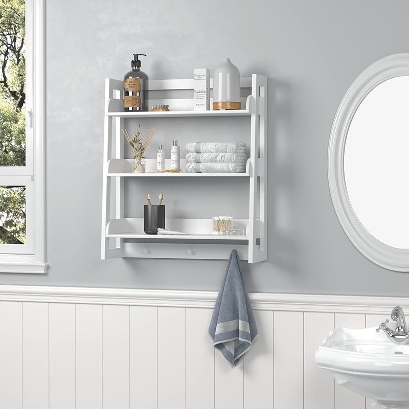 3 Tier Wall Mounted Shelf Organizer Bathroom Kitchen Storage Space ...