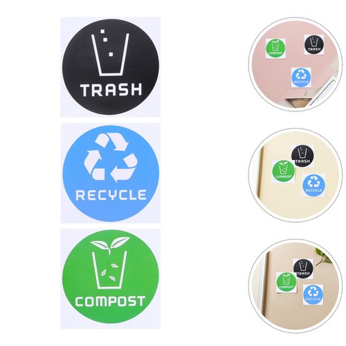 12 Pcs Garbage Sorting Stickers Can Identification Adhesive Trash ...