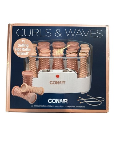 CONAIR CURLS & WAVES 20 ASSORTED ROLLER Compact Multi-Size Hot Rollers ...