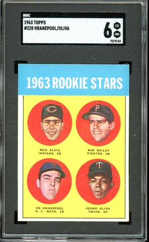 1963 Topps #228 Pedro Tony Oliva Rookie Stars Alvis/Bailey/Ed Kranepool ...