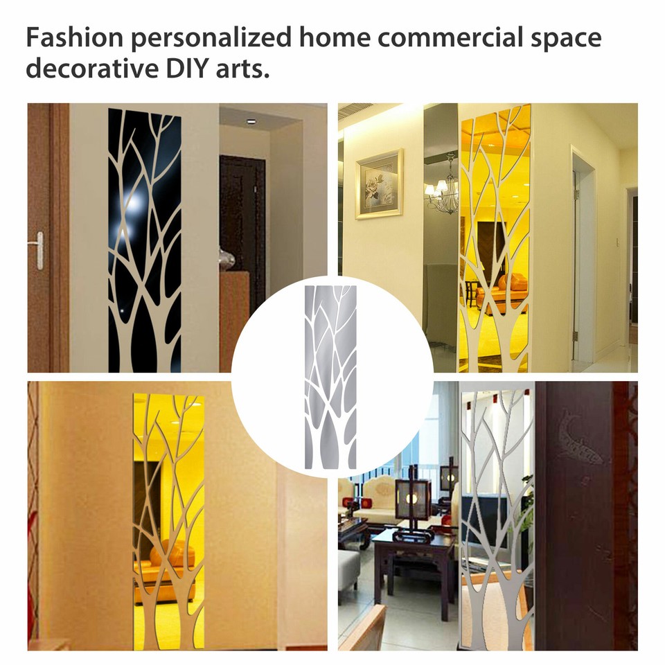 3D DIY Mirror Art Removable Wall Stickers Acrylic Mural Decal Home ...