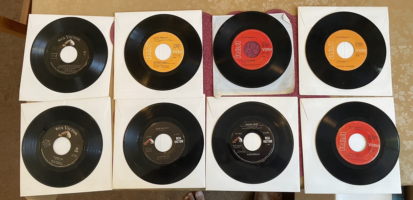 ELVIS PRESLEY Lot of 8 Vintage Vinyl 45 RPM Records - 16 Songs Total A ...
