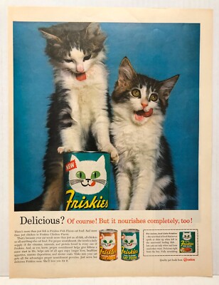 1963 Friskies Fish Flavor Cat Food From Carnation VINTAGE PRINT AD LM63 ...