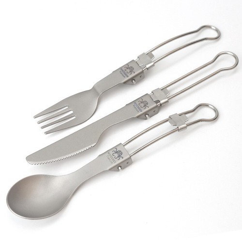 EDC Titanium Folding Spork Spoon Knife Three-piece Sets Portable ...