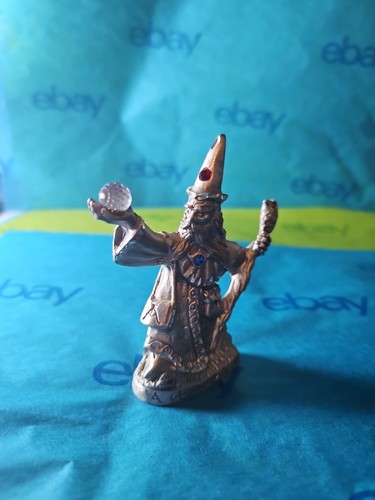 Masterworks 3.5" Wizard With Glass Orb Fine Pewter Figurine GUC | eBay
