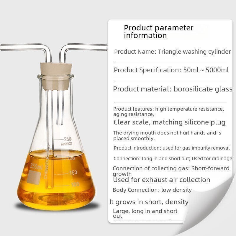 Triangle Gas Washing Bottle 100ml-2000ml Erlenmeyer Flask Lab Supply ...