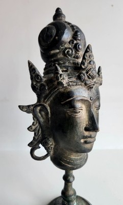 MAGNIFICENT LARGE BRONZE INDIAN / TIBETAN / CHINESE BUDDHA HEAD - HINDU ...