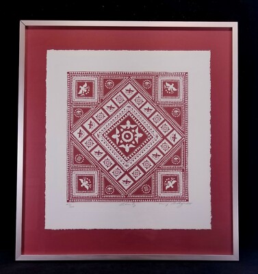 Liberty Embossed Print Ltd Ed 236/1600 Brick Red Pencil Signed Mary ...