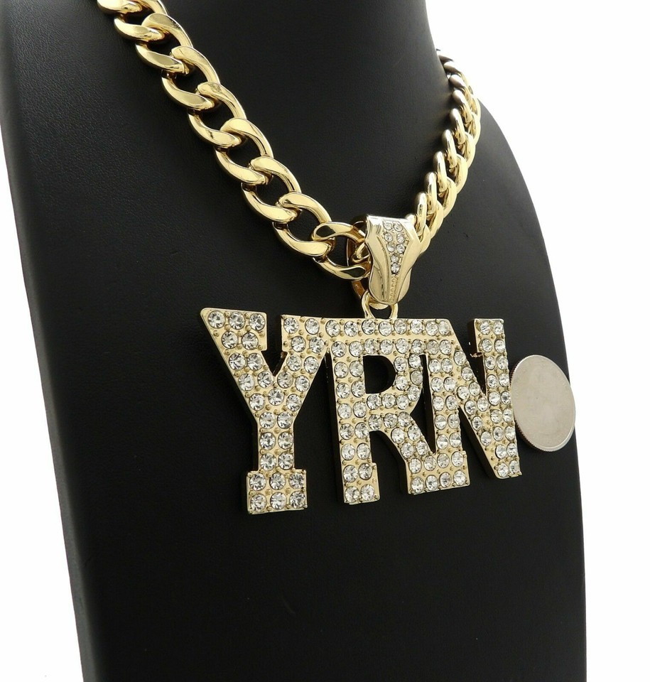ICED HIP HOP MIGOS YRN PENDANT & 11mm 20" CUBAN CHOKER CHAIN FASHION ...